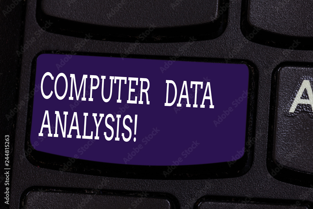 Text sign showing Computer Data Analysis. Conceptual photo using computer to assist qualitative ...