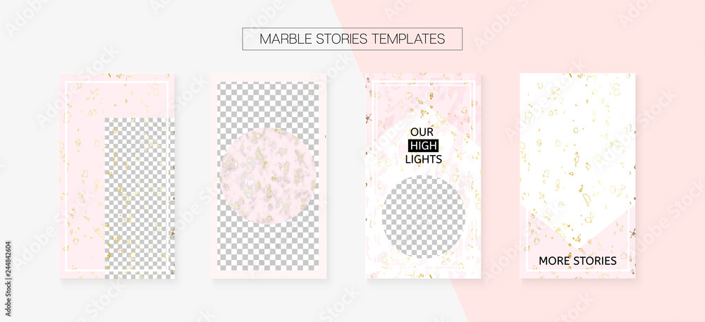 Stories Template Cool SMM Vector Layout. Social Media Blogger Cards Set ...