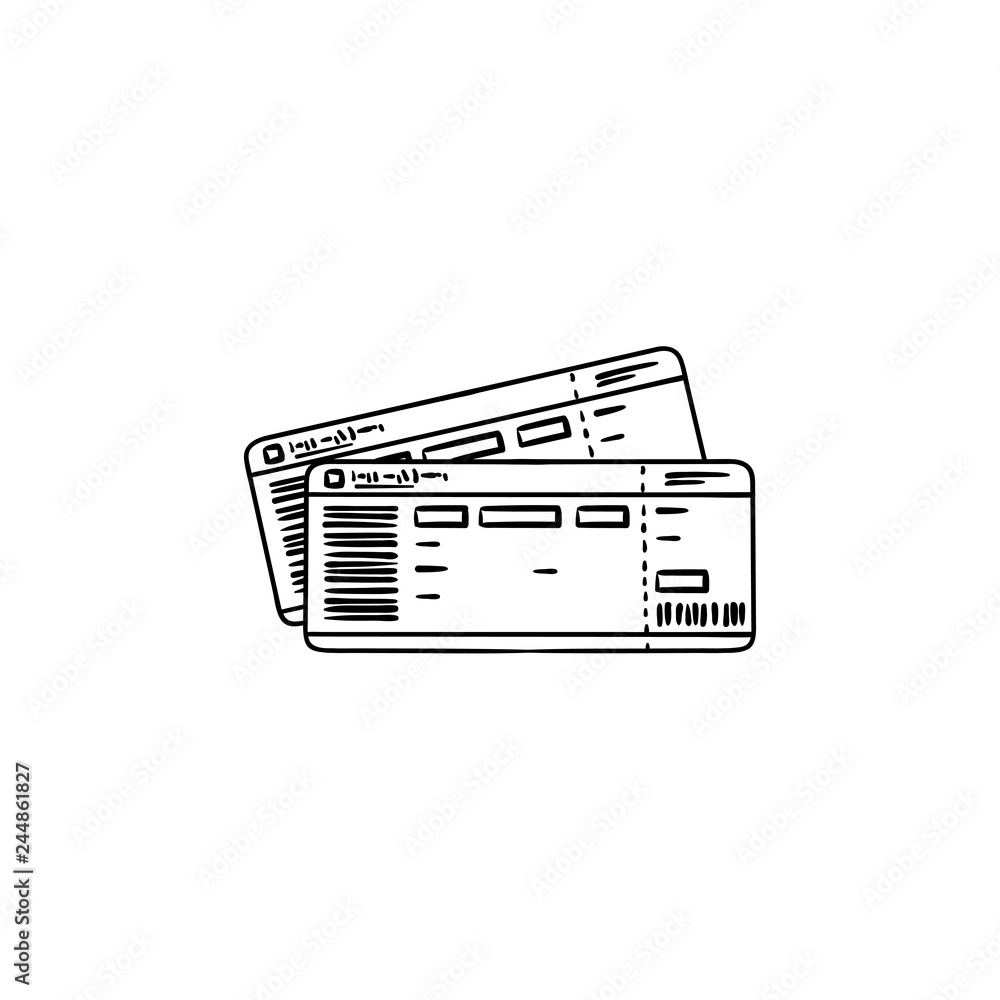 Train ticket hand drawn outline doodle icon. Train boarding pass ...