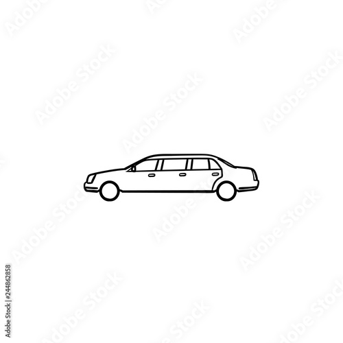 Limousine hand drawn outline doodle icon. Luxury car and city, car ...