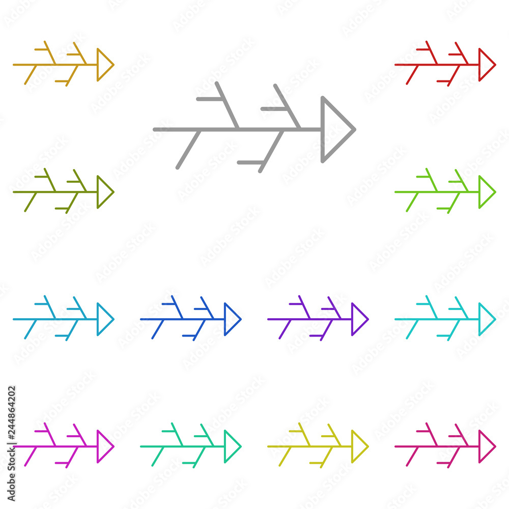 Fishbone Diagram icon in multi color. Simple glyph, flat vector of ...