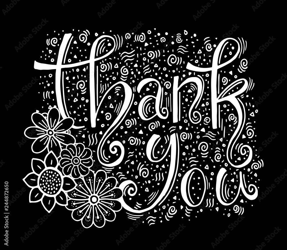 Thank you text, handwritten. Calligraphy lettering Vector illustration ...