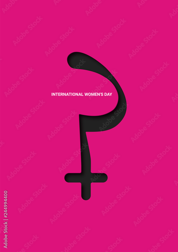 Symbol of the woman. Paper art of pink hearts template on pink ...