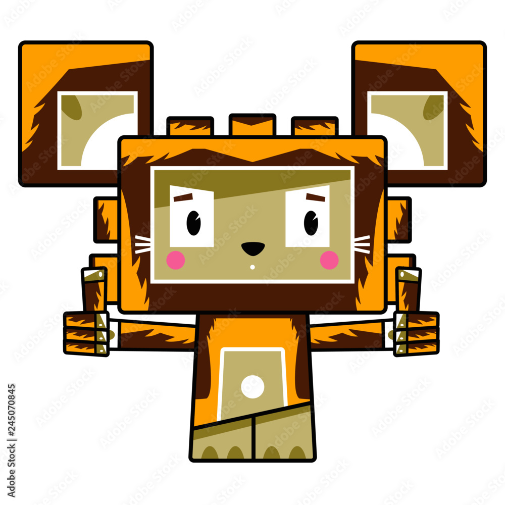 Adorably Cute Cartoon Block lion with Thumbs Up Stock Vector | Adobe Stock