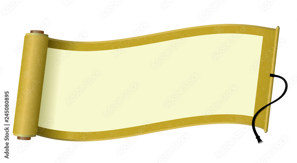Japanese scroll paper illustration (gold) Stock Vector | Adobe Stock