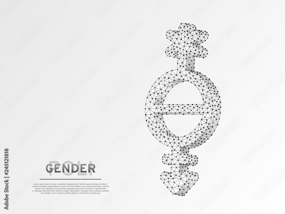 Pangender people symbol. Wireframe digital 3d illustration. Low poly ...