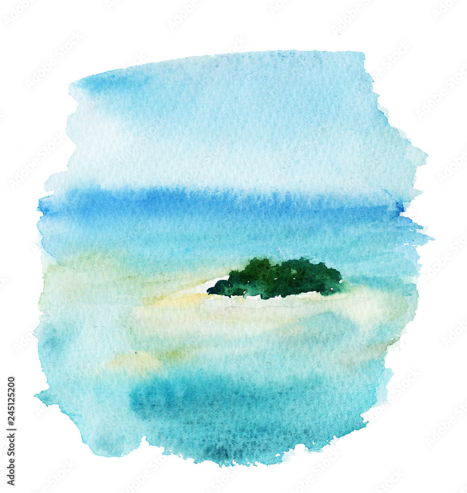 Watercolor hand-drawn texture / background illustration - caribbean ...