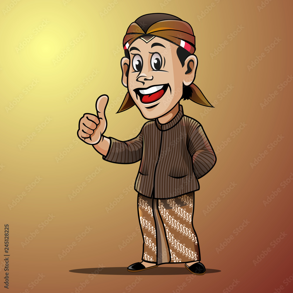 Vector illustration, Javanese people with traditional cloth like ...
