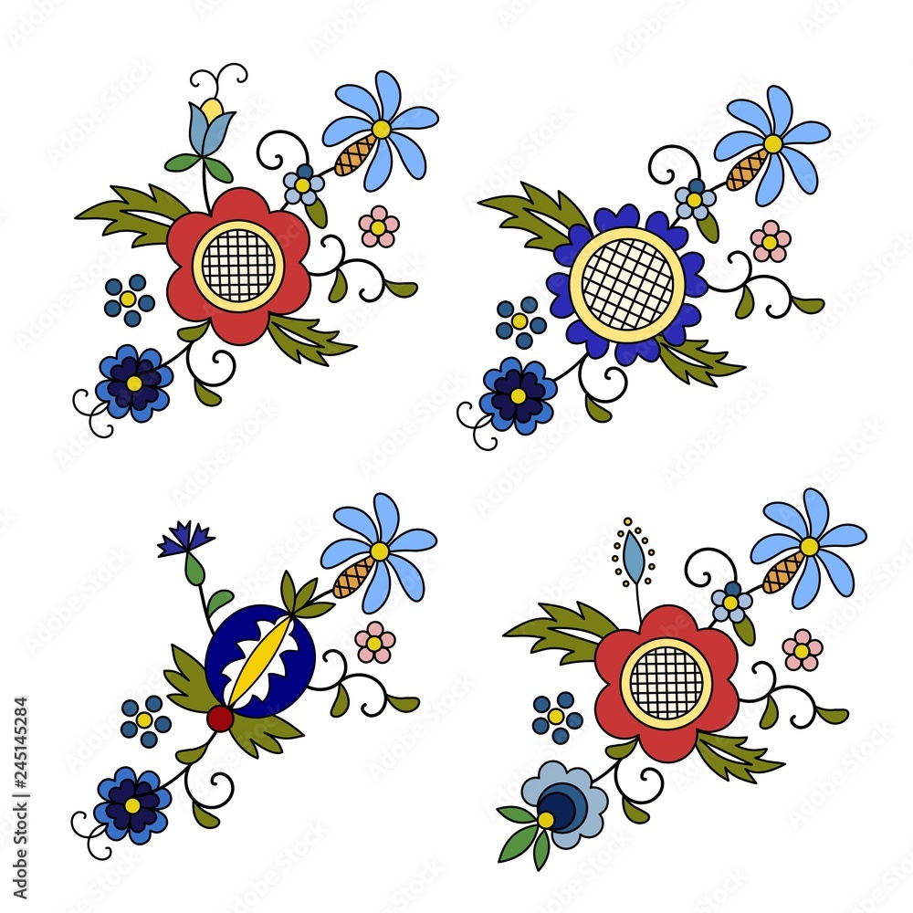 Traditional, modern Polish - Kashubian floral folk decoration vector ...