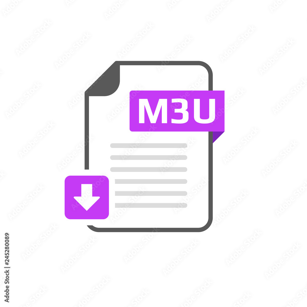 Download M3U file format, extension icon Stock Vector | Adobe Stock