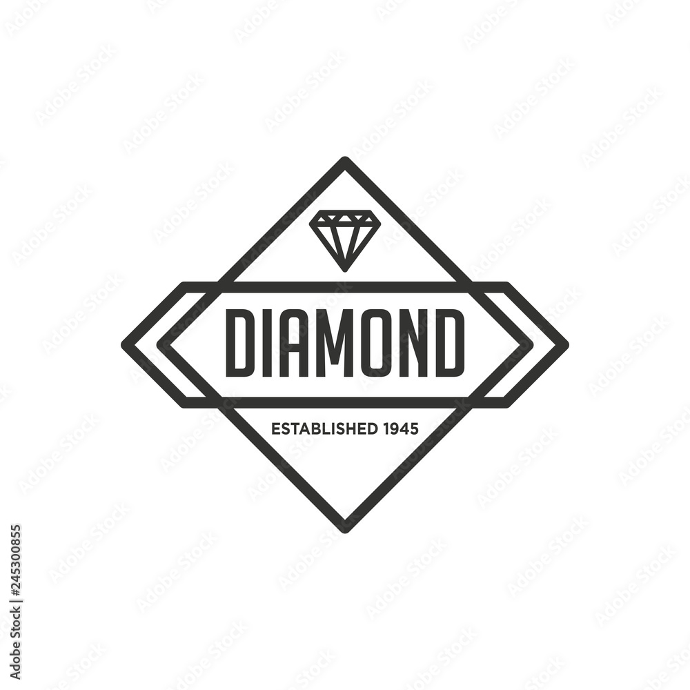 Diamonds Logo Hipster style. Hipster retro vintage diamond label, badge ...