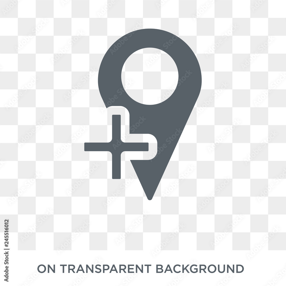 Add Location icon. Trendy flat vector Add Location icon on transparent ...