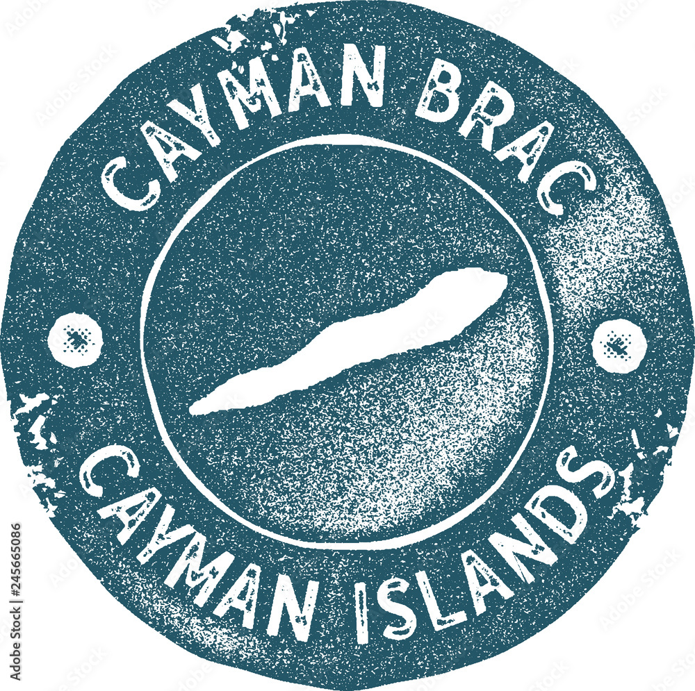 Cayman Brac map vintage stamp. Retro style handmade label, badge or ...