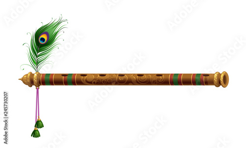 Beautiful flute with peacock feather Stock Vector | Adobe Stock Beautiful flute with peacock feather Stock Vector | Adobe Stock