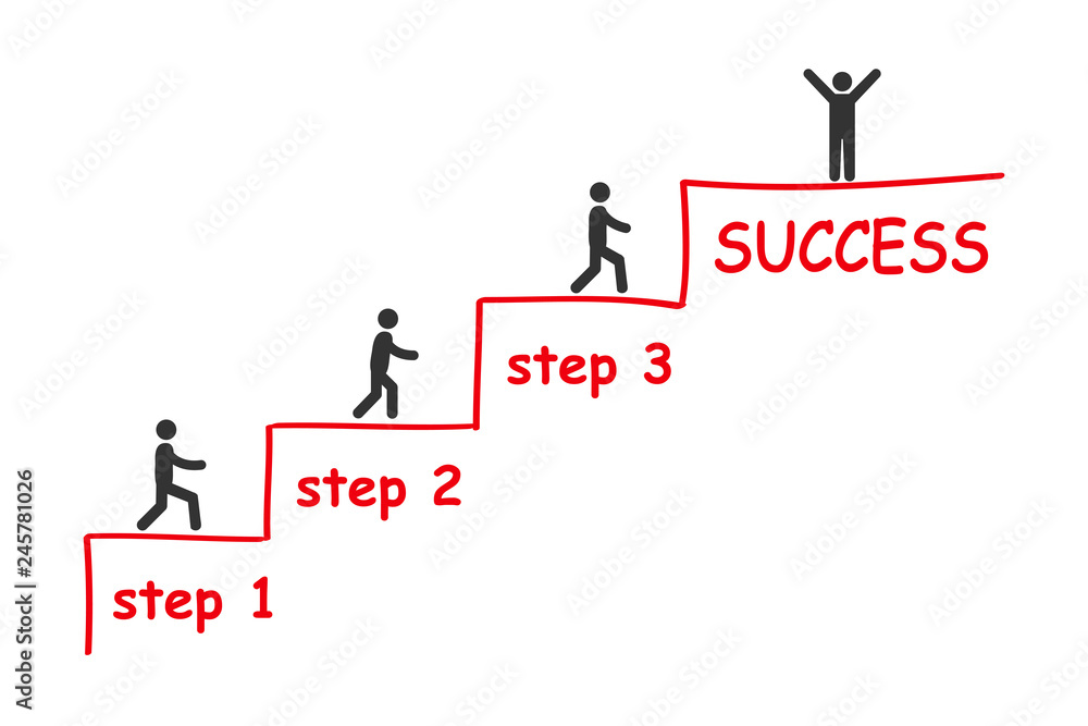 Businessman is climbing career ladder. Concept of business development ...