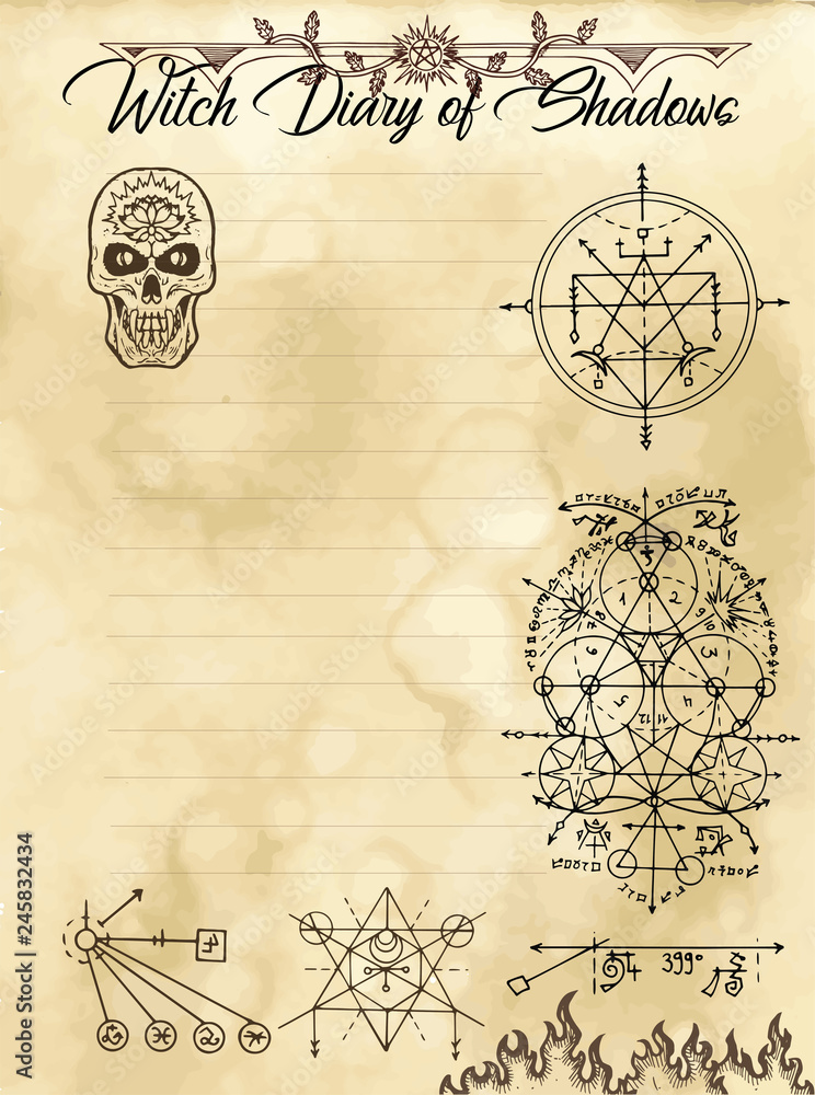 Witch diary page 16 of 31 with occult sacred geometry symbols, evil ...