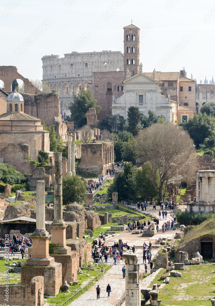 ภาพถ่าย Stock The best view of the ancient Roman Forum from the ...