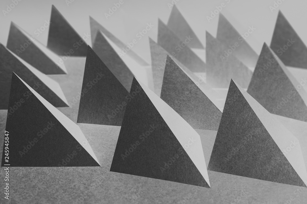 Pyramidal shapes of paper, composition for abstract background Stock ...