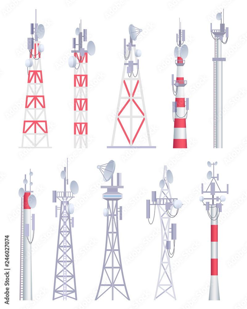Communication tower. Cellular broadcasting tv wireless radio antena ... Communication tower. Cellular broadcasting tv wireless radio antena ...