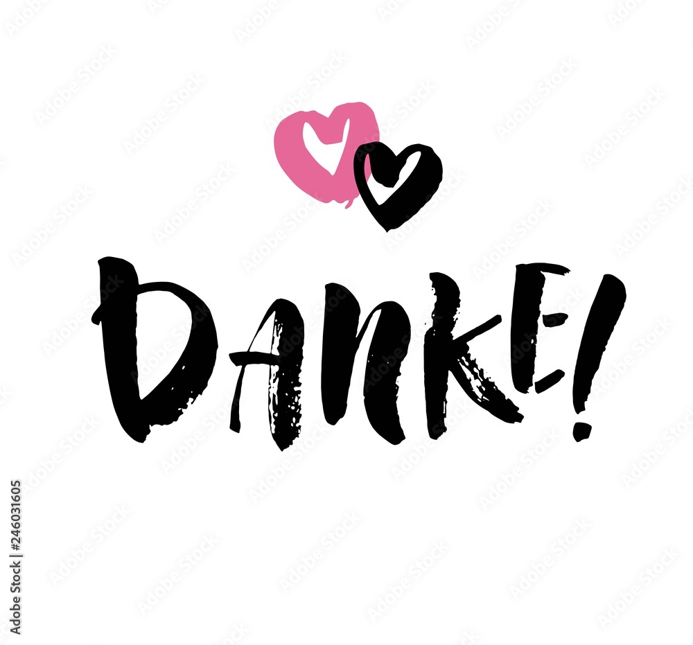 Danke. Thank you in German. Hand drawn vector lettering isolated on ...
