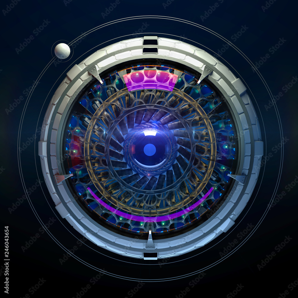 Stylized robotic eye 3d render. Image recognition machine vision neural ...