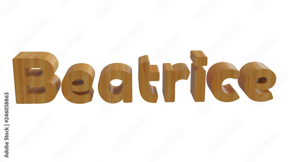 Beatrice name in 3d decorative rendering with wooden texture Stock ...