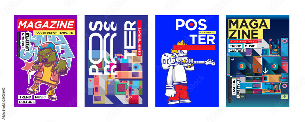 New Cover and Poster Design Template for Magazine. Trendy Vector ...