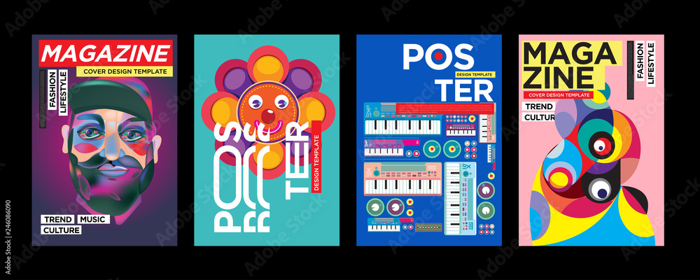 New Cover and Poster Design Template for Magazine. Trendy Vector ...