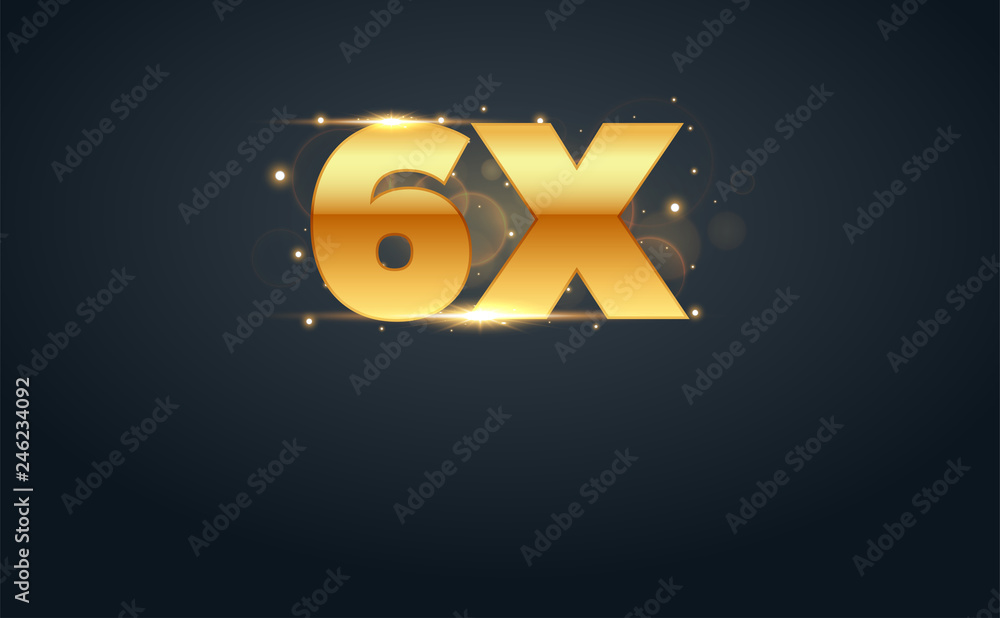 6x multiply number in Gold letters. Isolated Vector Illustration Stock ...