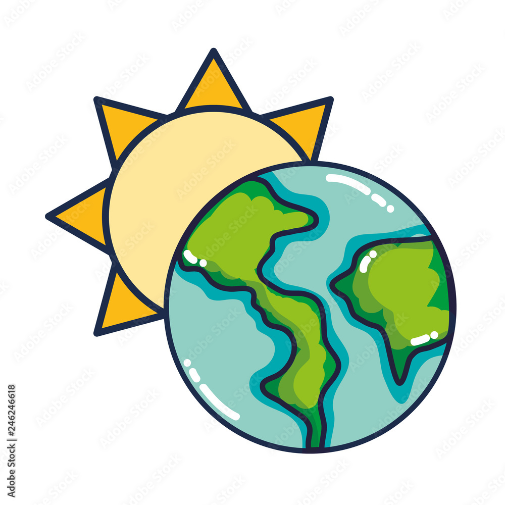 sun and earth cartoon Stock Vector | Adobe Stock