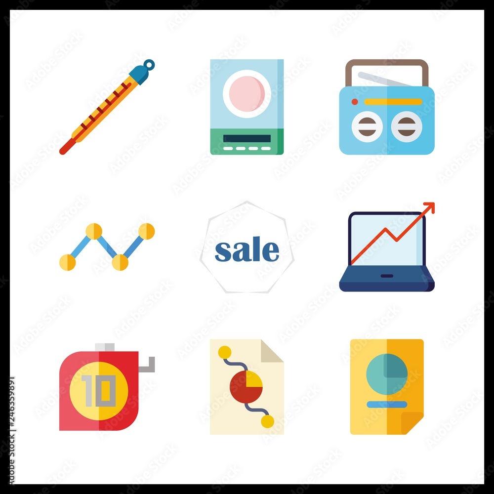 9 chart icon. Vector illustration chart set. stats and pie chart icons ...