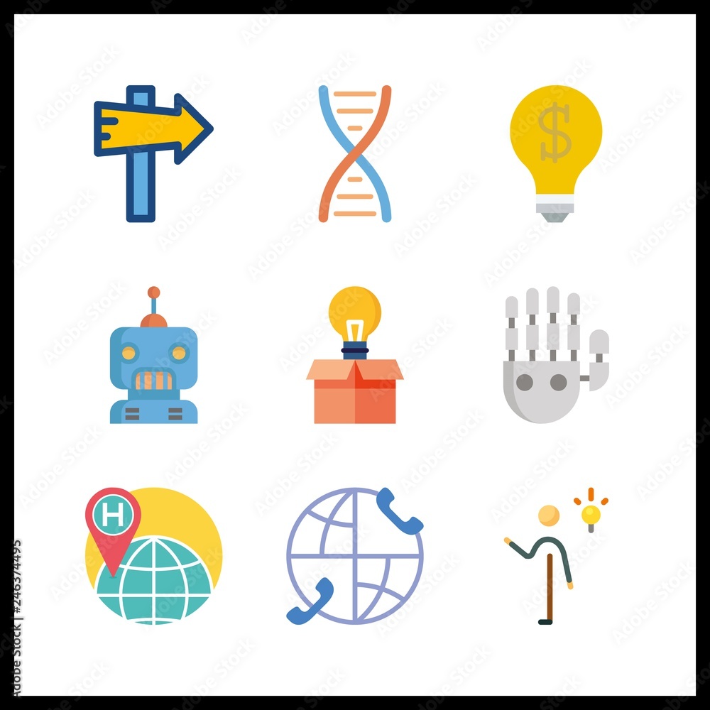 9 innovation icon. Vector illustration innovation set. dna and ...