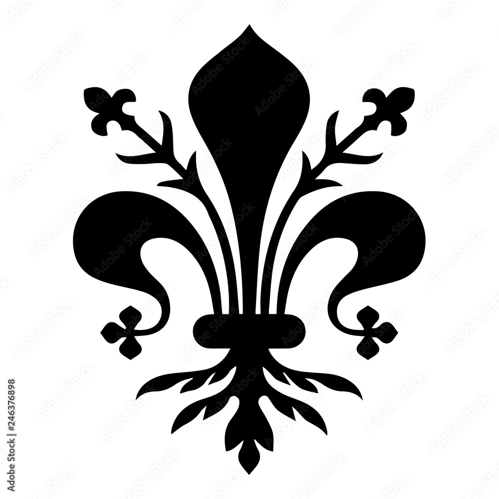 Flag of Florence. Coat of arms of Florence - Tuscany. The fleur de lis ...