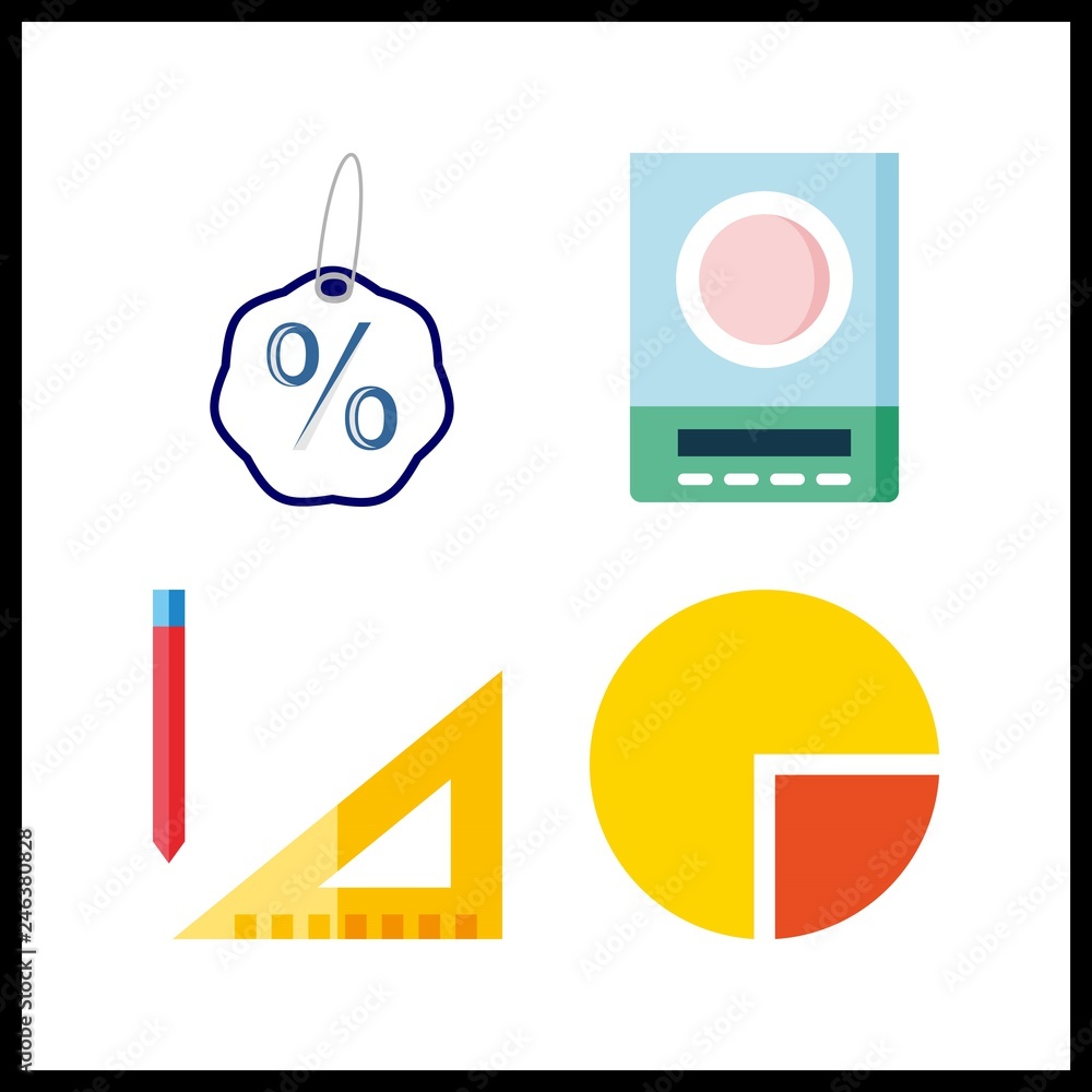 4 chart icon. Vector illustration chart set. discout and pie chart ...