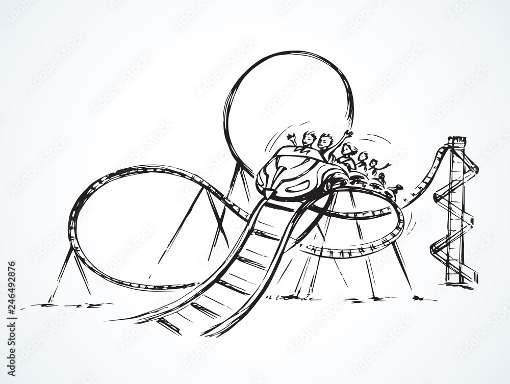 Roller coaster. Vector drawing Stock Vector | Adobe Stock