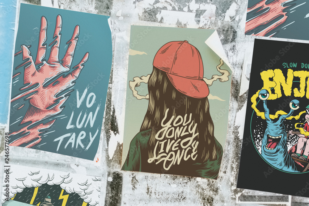 Collection of colorful and urban artwork posters Stock Photo | Adobe Stock