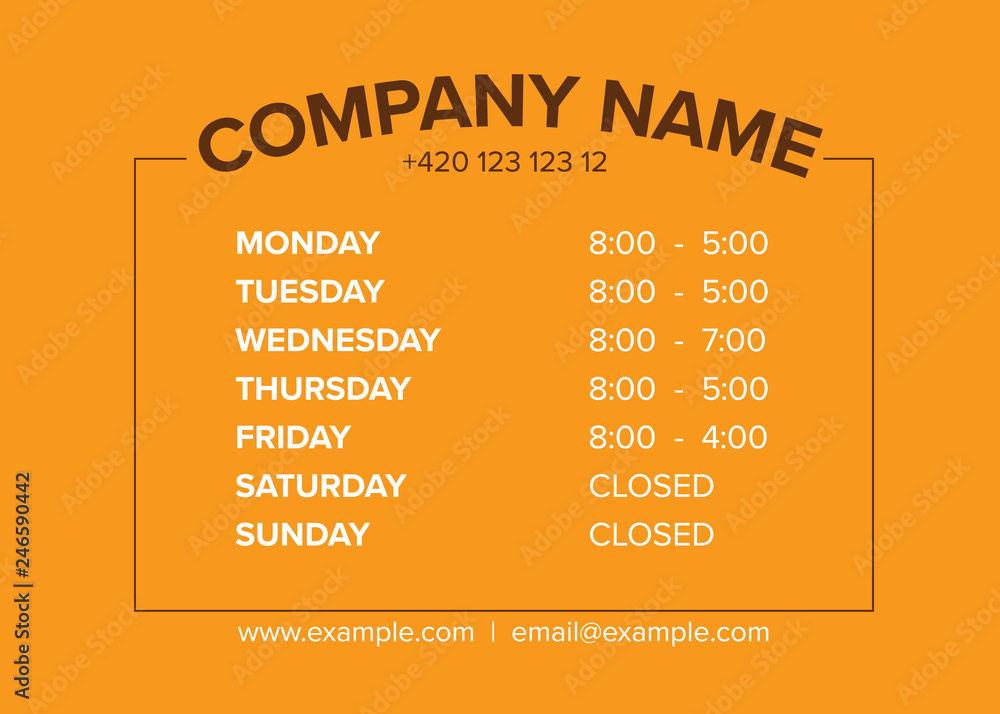 Shop opening time hours vector template Stock Vector | Adobe Stock