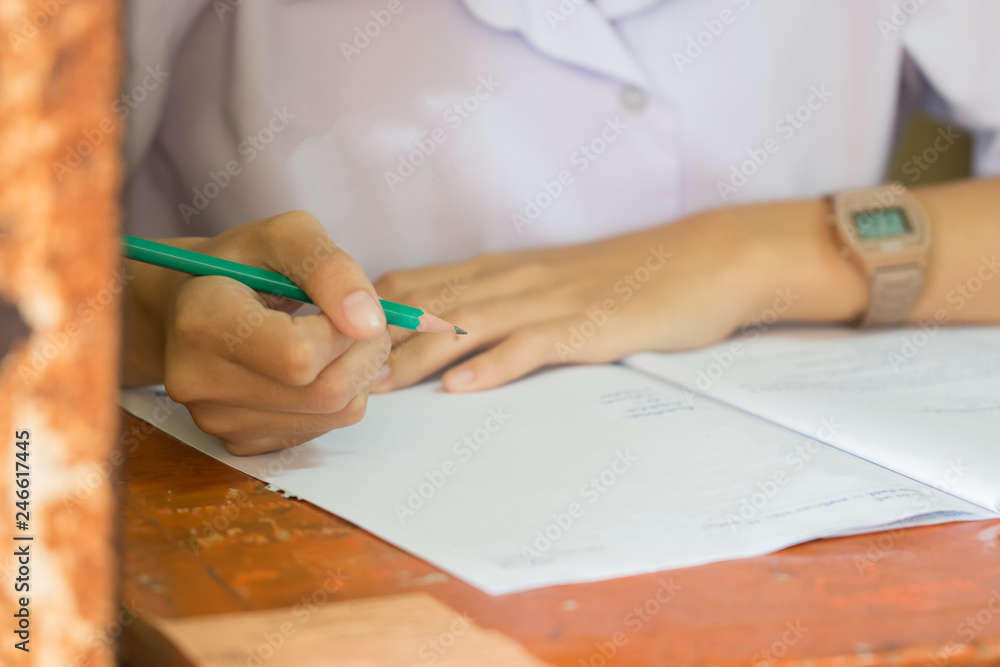 School / university Students hands taking exams, writing examination ...