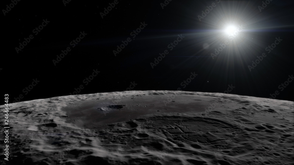 Moon in outer space, surface. High quality, resolution, 4k. This image ...