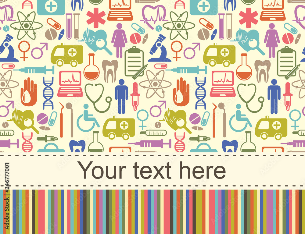 Vector medicine and health seamless design pattern with modern flat ...