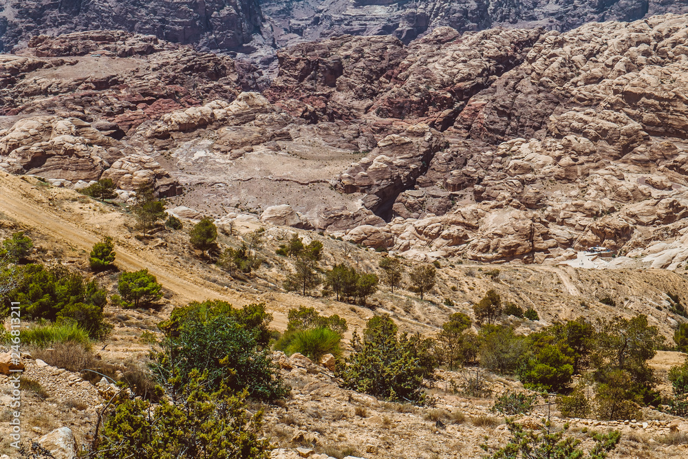 Jordan. View on the mount Horun where located Aaron tomb at warm ...