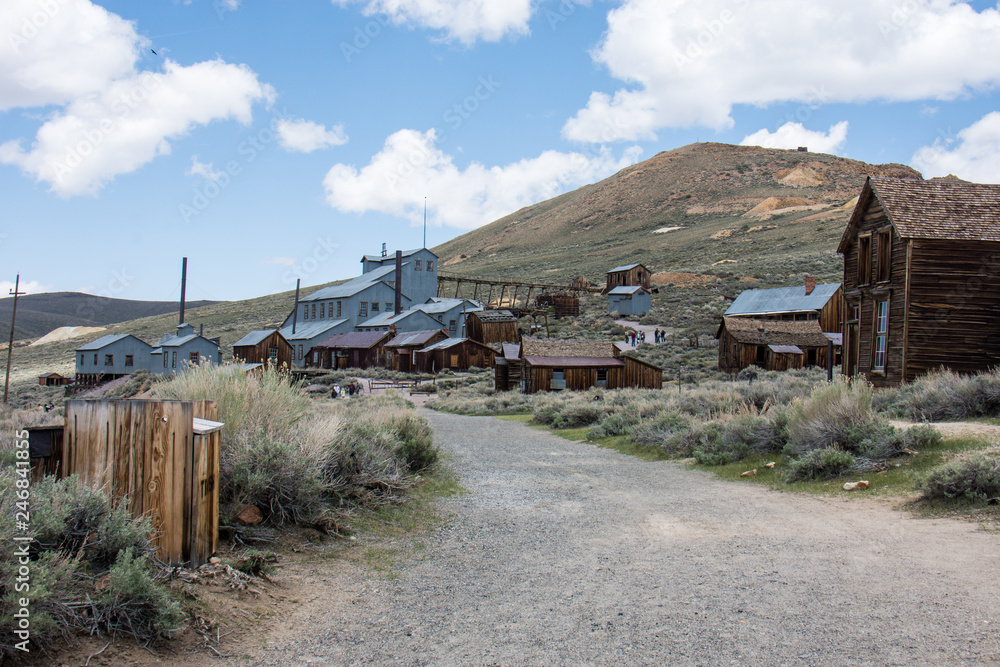 Buildings in the abandoned ghost town of Bodie California. Bodie was a ...