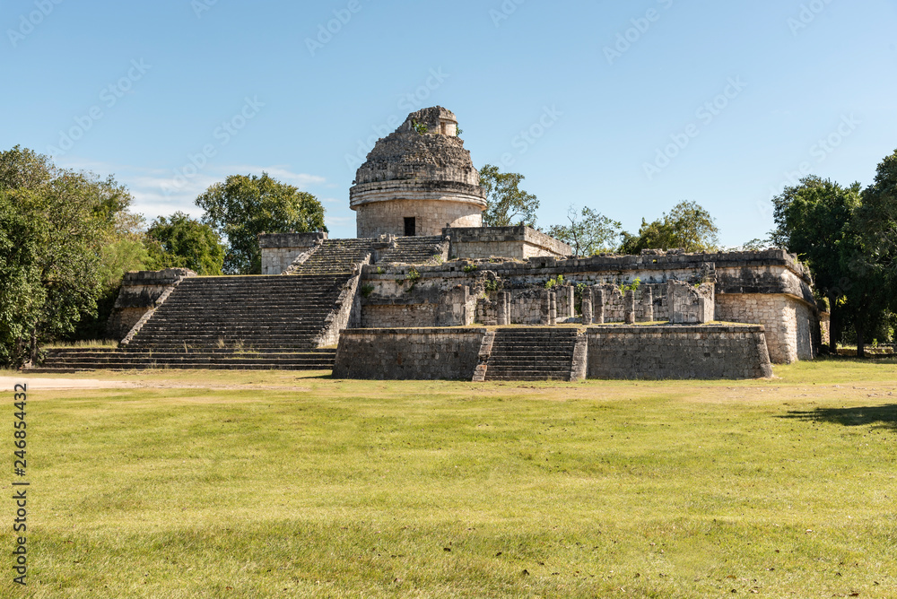 Mayan Observatory called El Caracol. Mayan archeological building used ...
