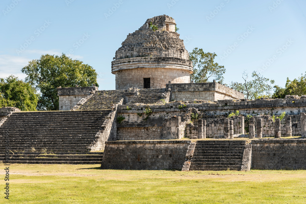 Mayan Observatory called El Caracol. Mayan archeological building used ...