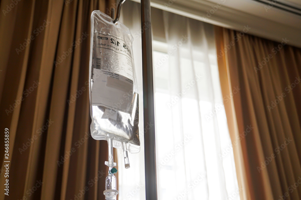 IV tube and bag saline solution, hospital Stock Photo | Adobe Stock