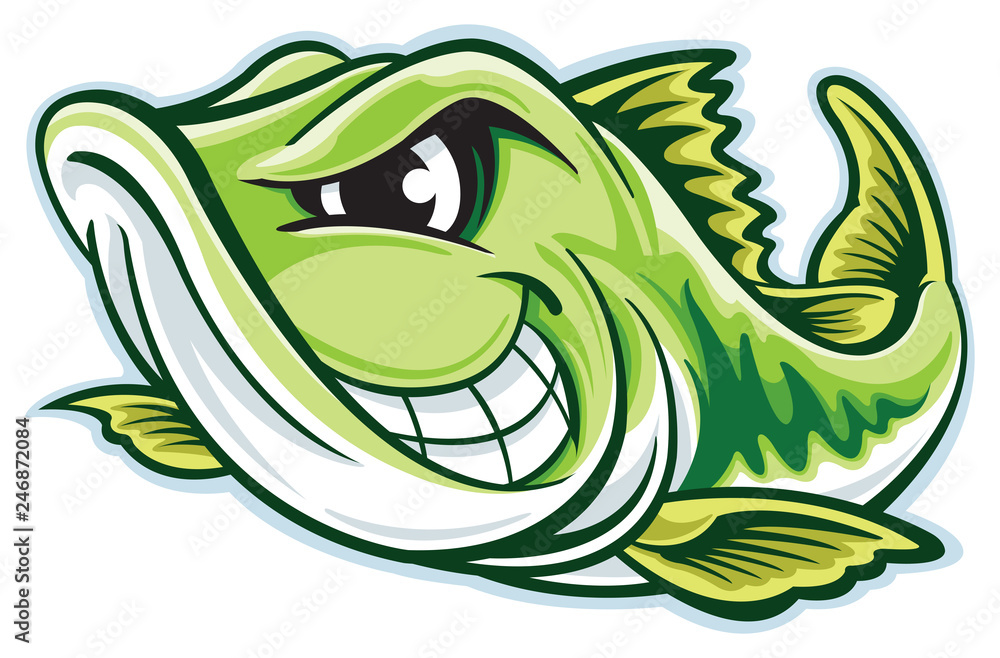 Largemouth bass cartoon Stock Vector | Adobe Stock