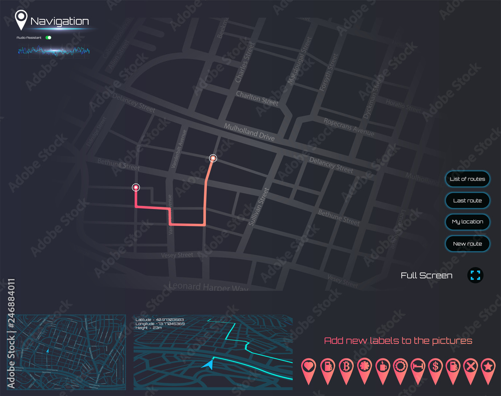 Dashboard theme creative infographic of city map navigation. Technology ...
