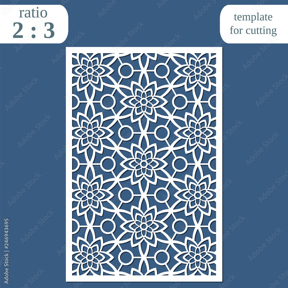 Laser cut wedding card template, paper openwork greeting card, template for cutting, lace ...