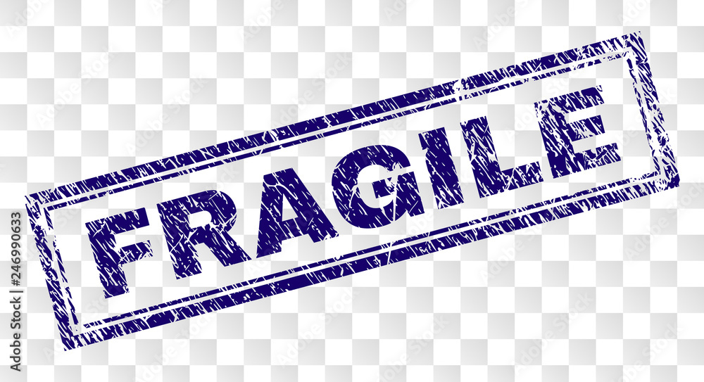 FRAGILE stamp seal print with distress style and double framed ...