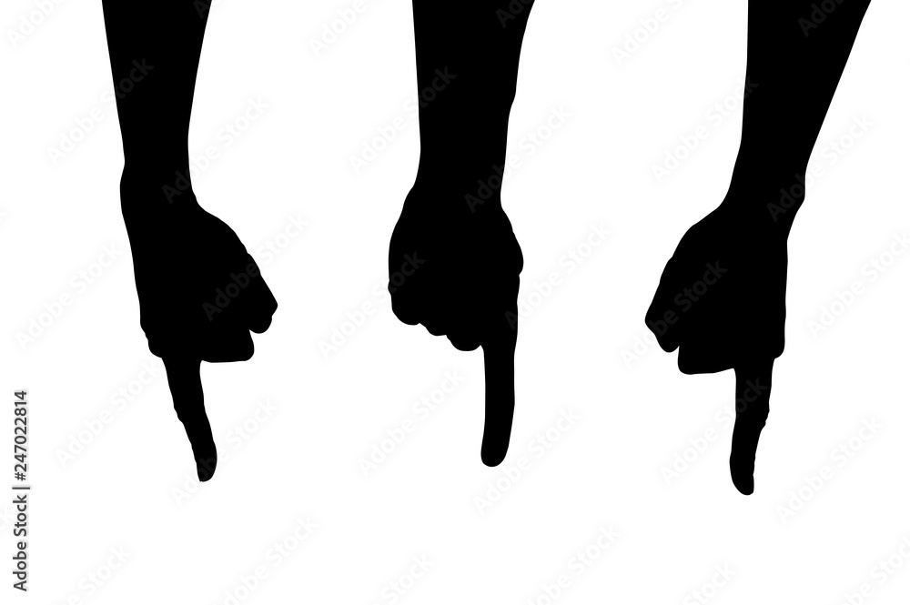 Vector illustration of realistic hands with different gestures. Simple ...